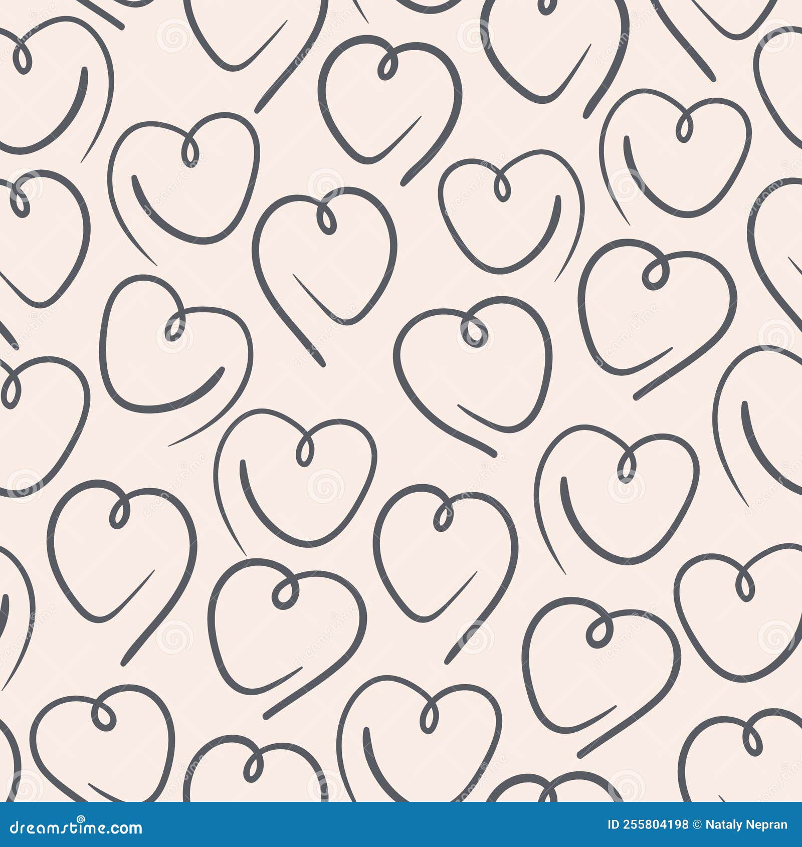 Vector Seamless Hearts Pattern, Doodle Elements. Stock Vector ...