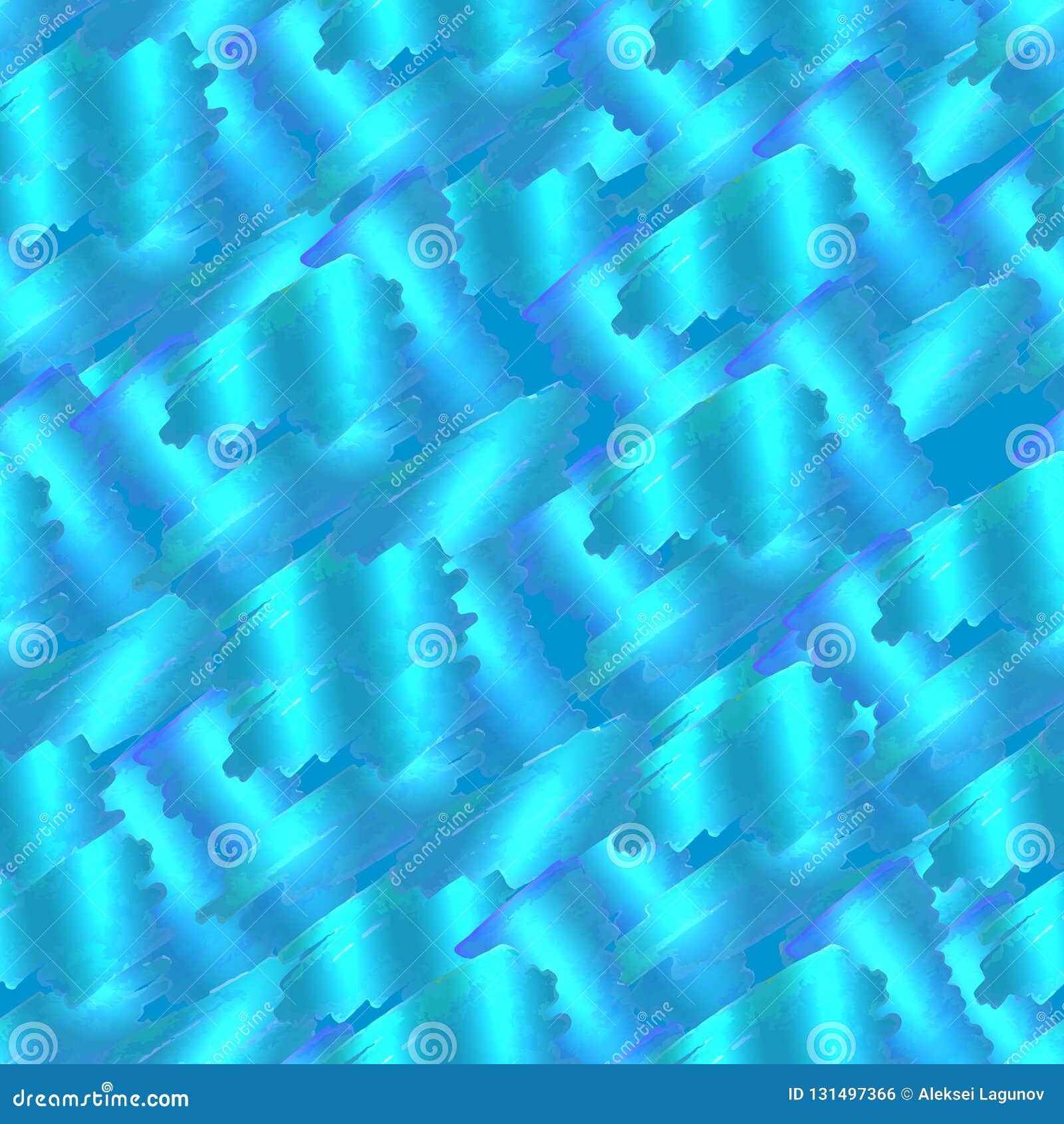 Vector Seamless Holographic Pattern, Turquoise Blue Background. Stock ...