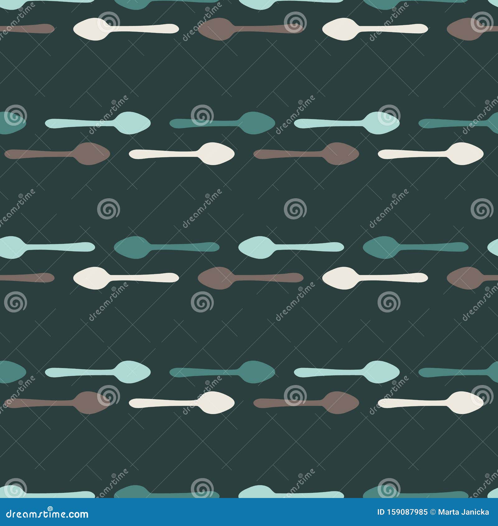 Vector Seamless Horizontal Spoon Pattern in Green Stock Vector ...