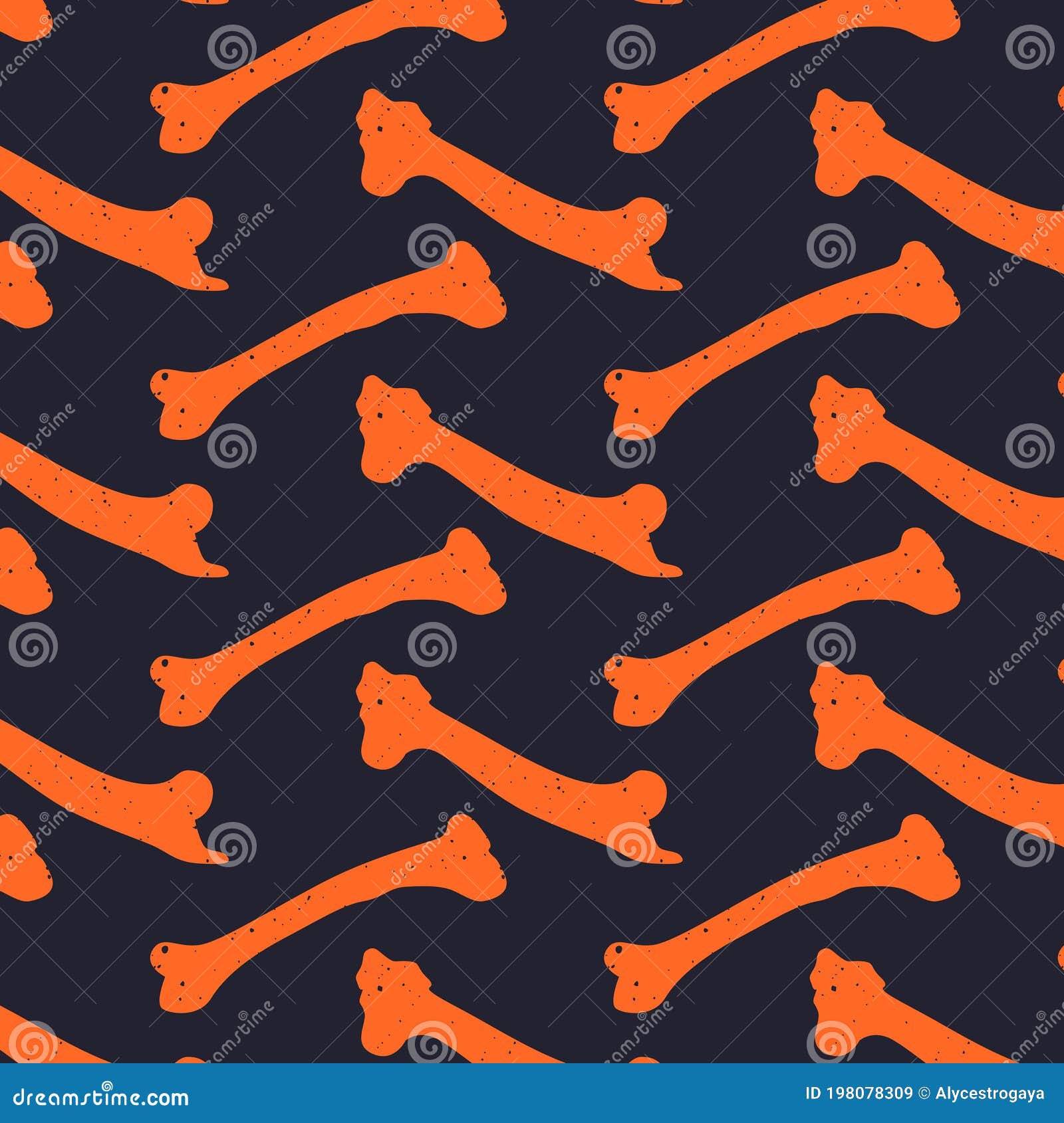 Vector Seamless Horror Pattern for Helloween. Animal or Human Bones ...