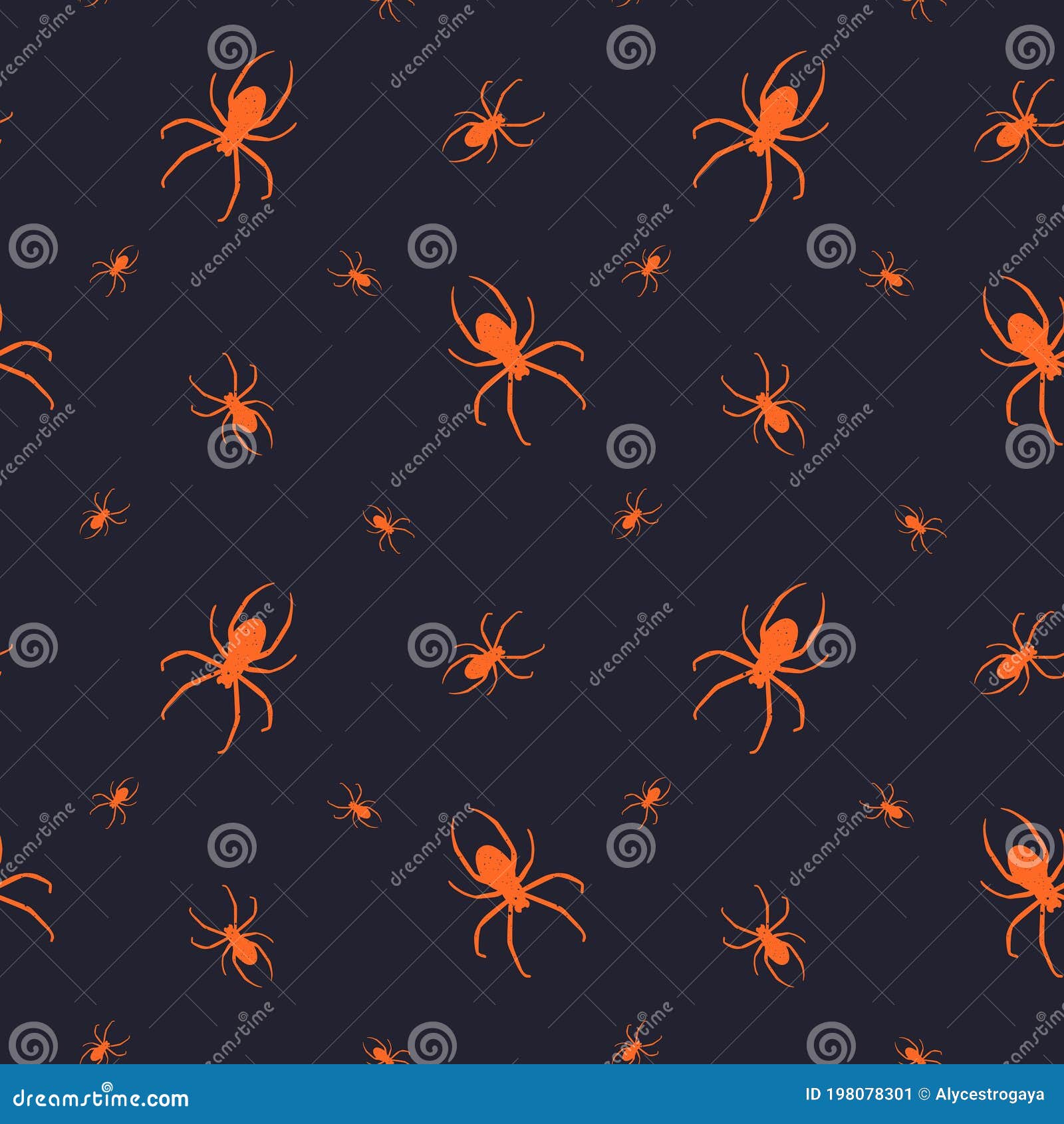 Vector Seamless Horror Patterns for Helloween. Creepy Spiders. Orange ...