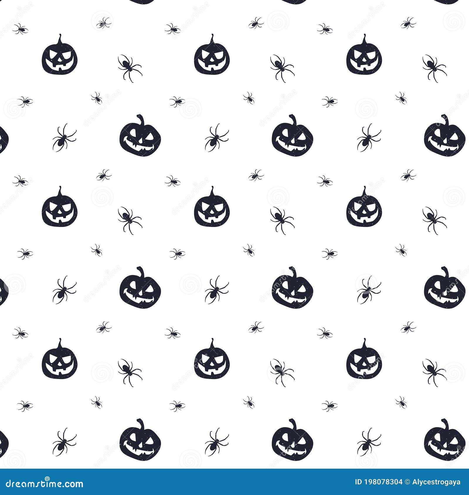 Vector Seamless Horror Pattern for Helloween. Spooky Smiling Pumpkin ...