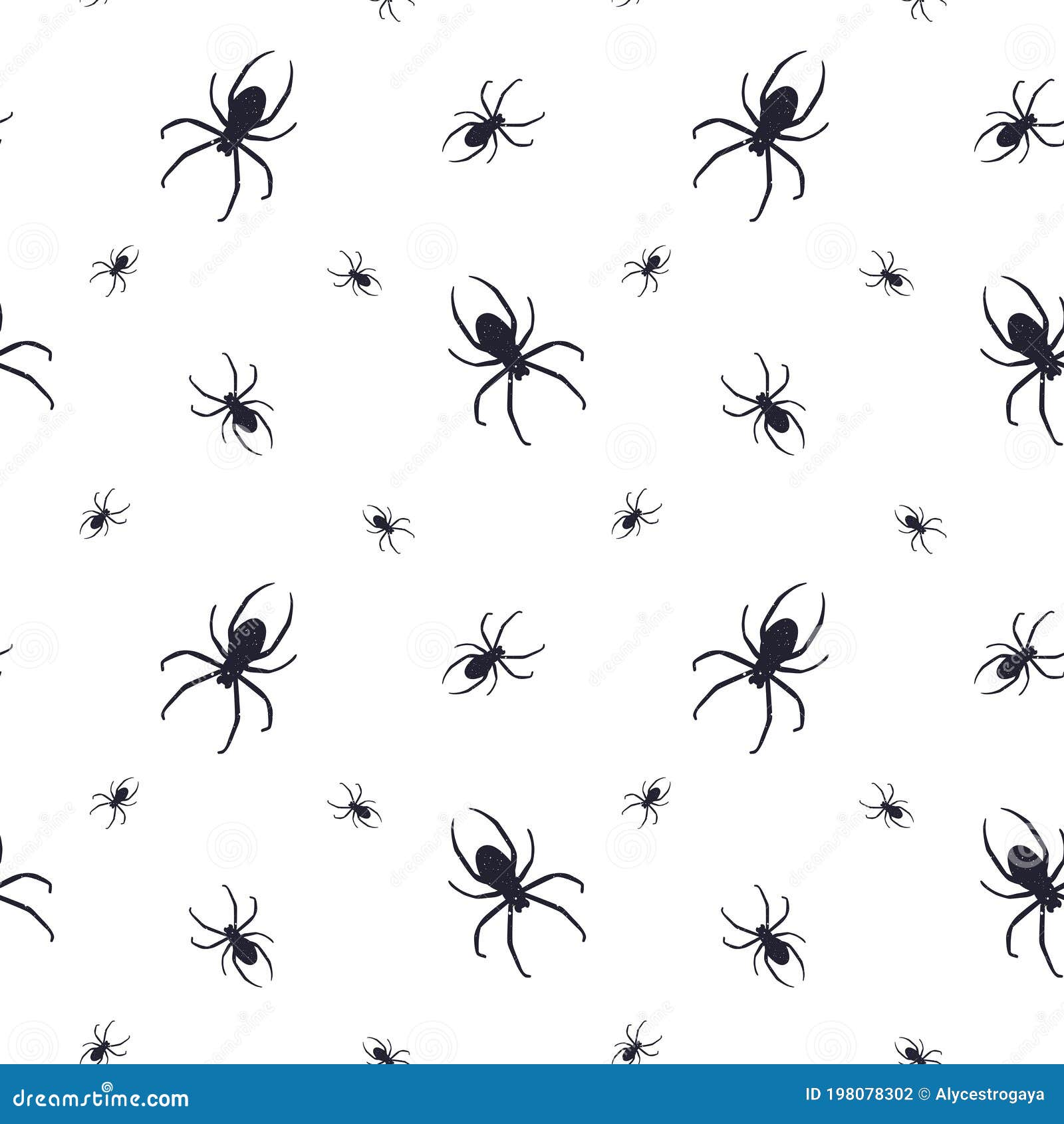 Vector Seamless Horror Patterns for Helloween. Creepy Spiders. Black ...