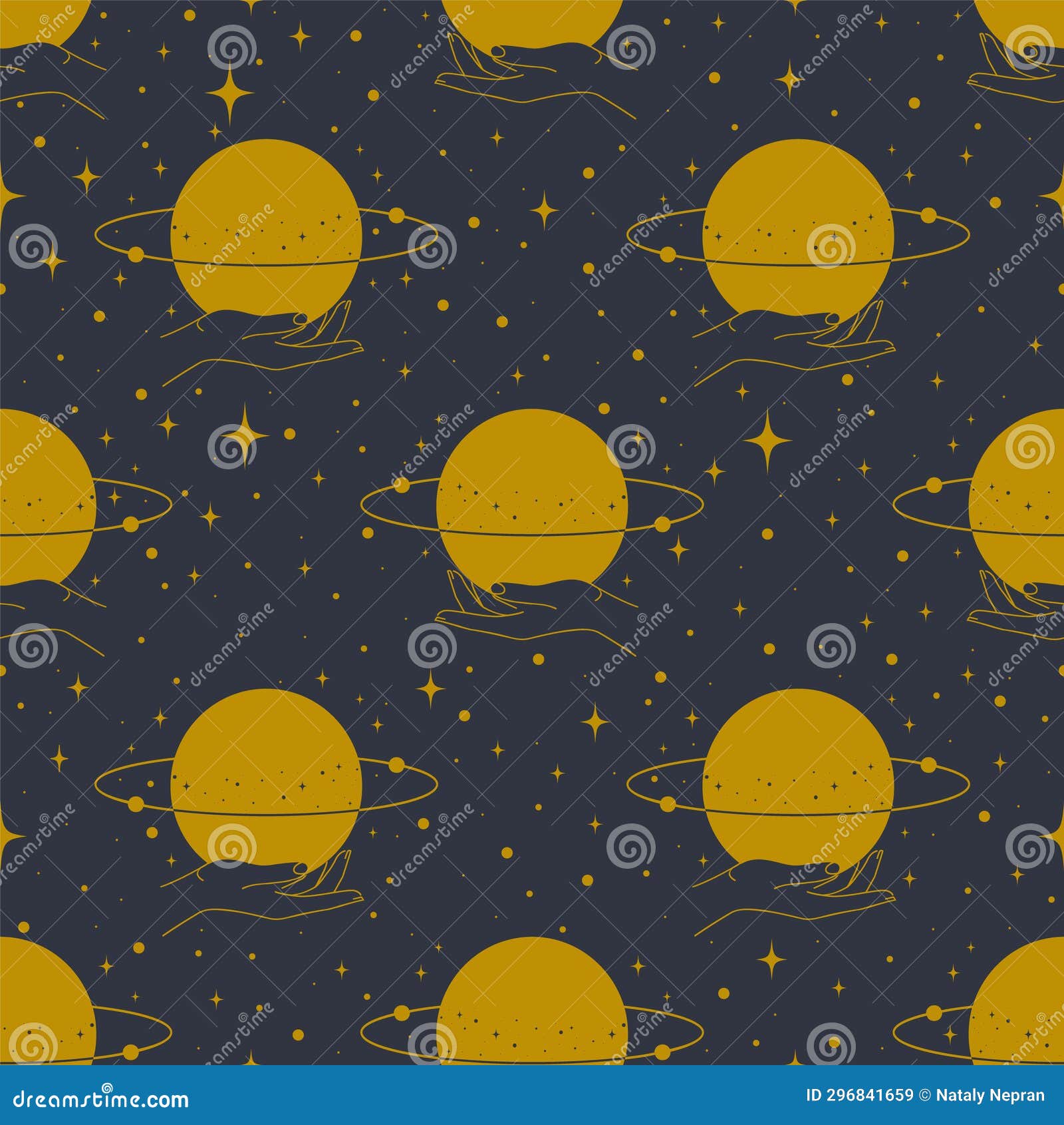 Vector Seamless Illustration of Astrology Saturn Pattern. Outer Space ...