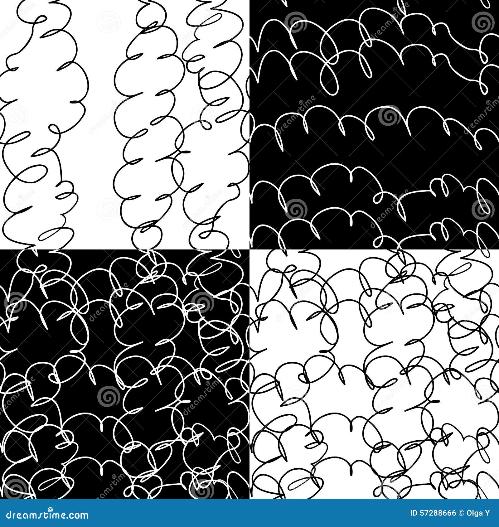 4 Vector Seamless Ink Hand Drawn Scribble Texture Stock Vector ...