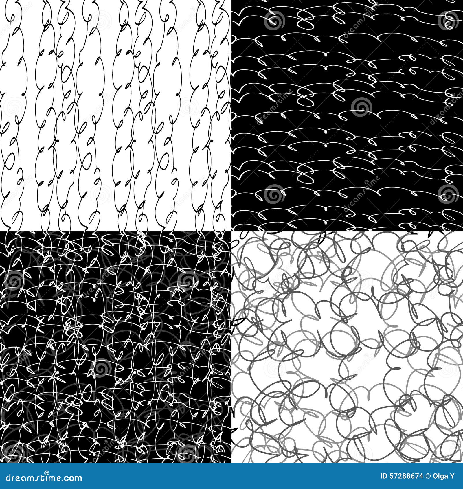 4 Vector Seamless Ink Hand Drawn Scribble Texture Stock Vector ...