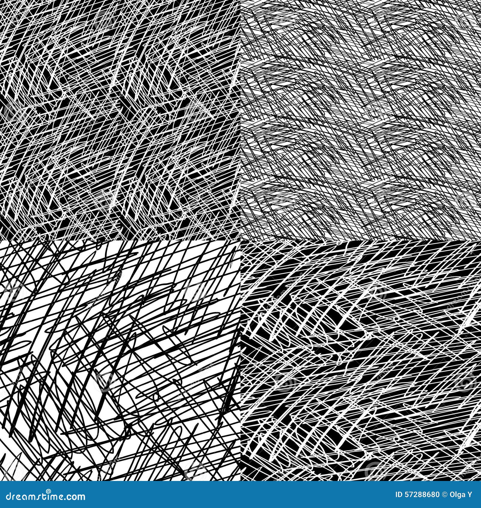 4 Vector Seamless Ink Hand Drawn Scribble Texture Stock Vector ...