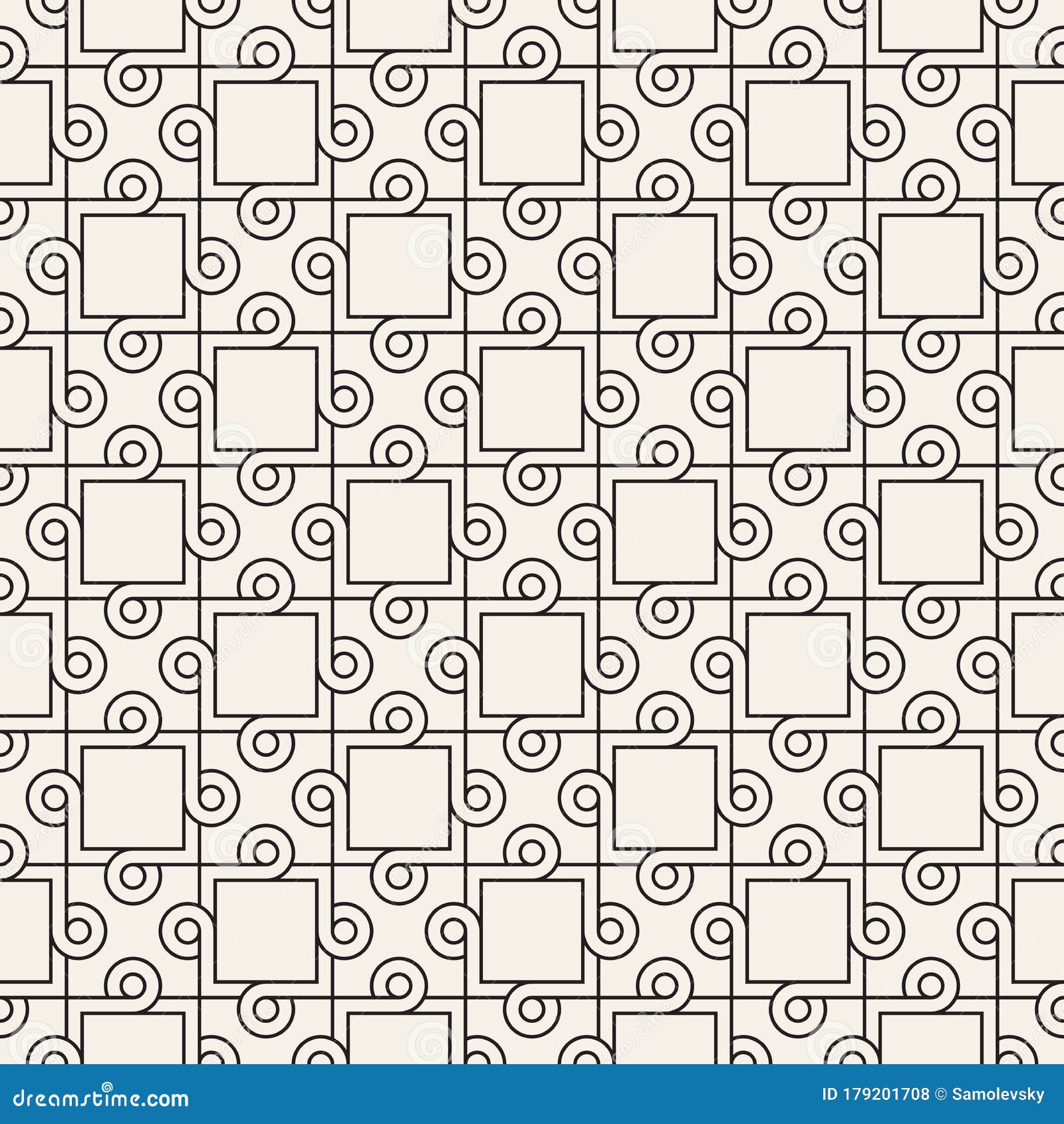 Vector Seamless Interlacing Circles Pattern. Simple Abstract Lattice ...