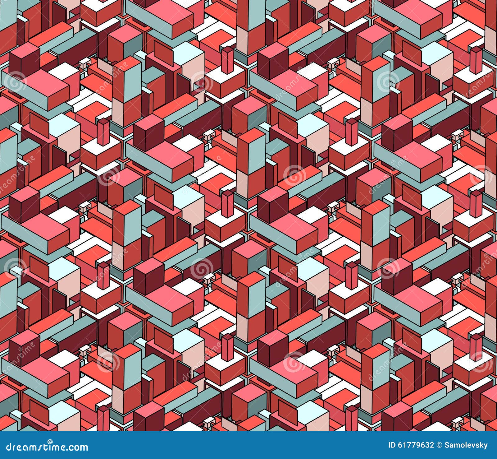 Seamless Isometric Blocks Cubes Pattern In Blue And Yellow Creating ...