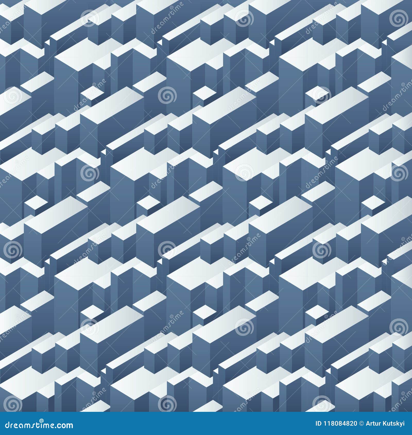 Vector Seamless Isometric Pattern, 3d Abstract Rectangle Cubes ...