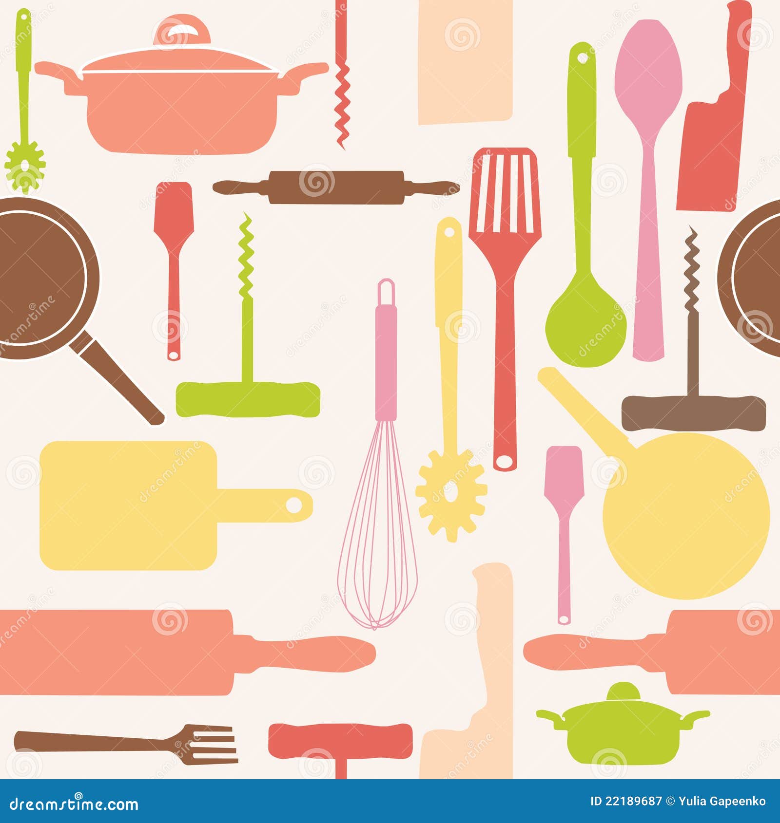 Vector Seamless of Kitchen Tools. Stock Vector - Illustration of ...