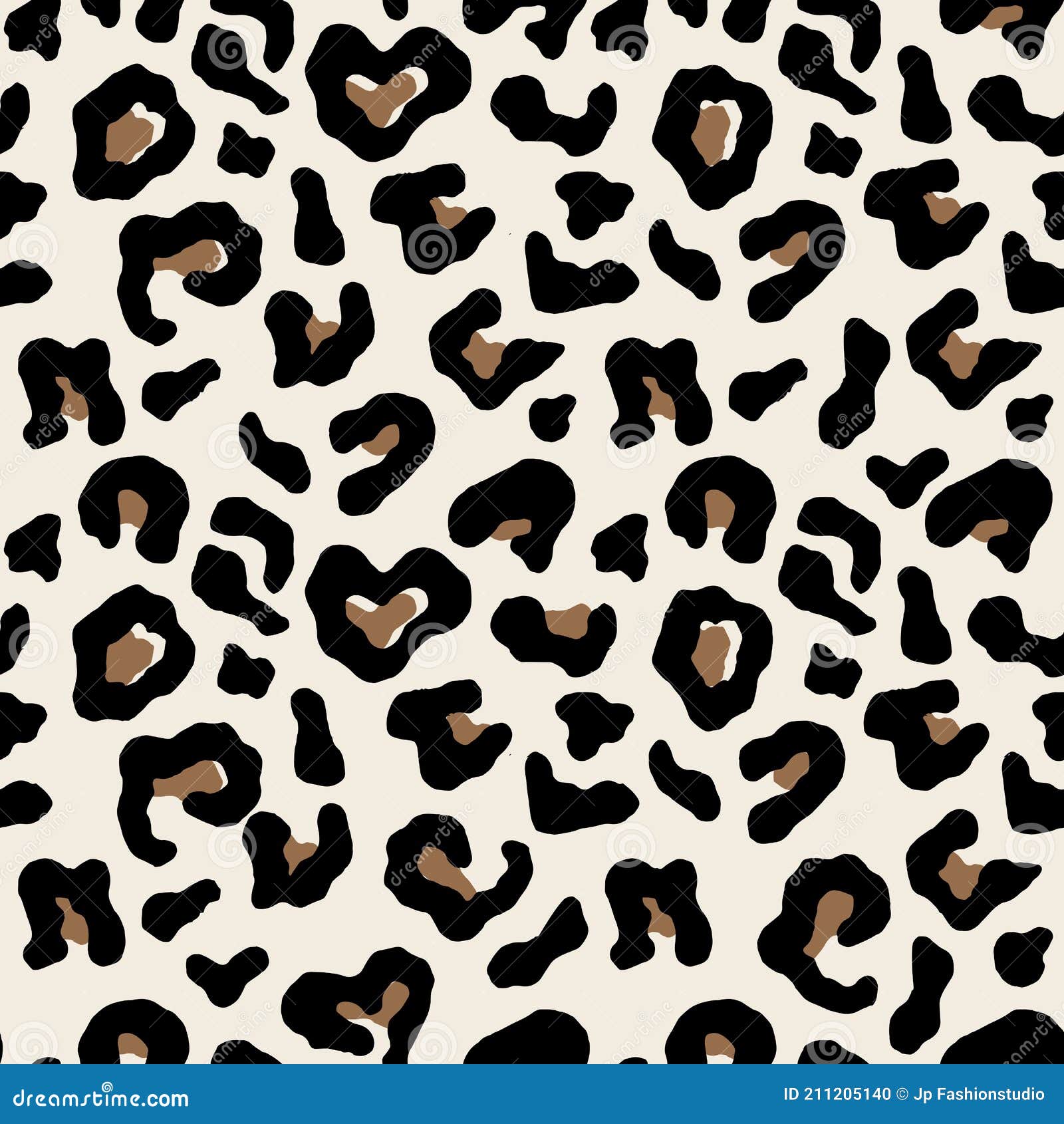 Hand Drawn Vector Seamless Leopard Print Pattern. Leopard Spots ...