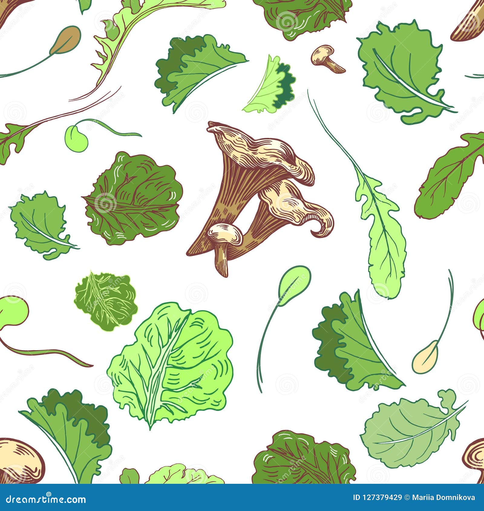 Lettuce Pattern with Girolle Stock Vector - Illustration of meal ...