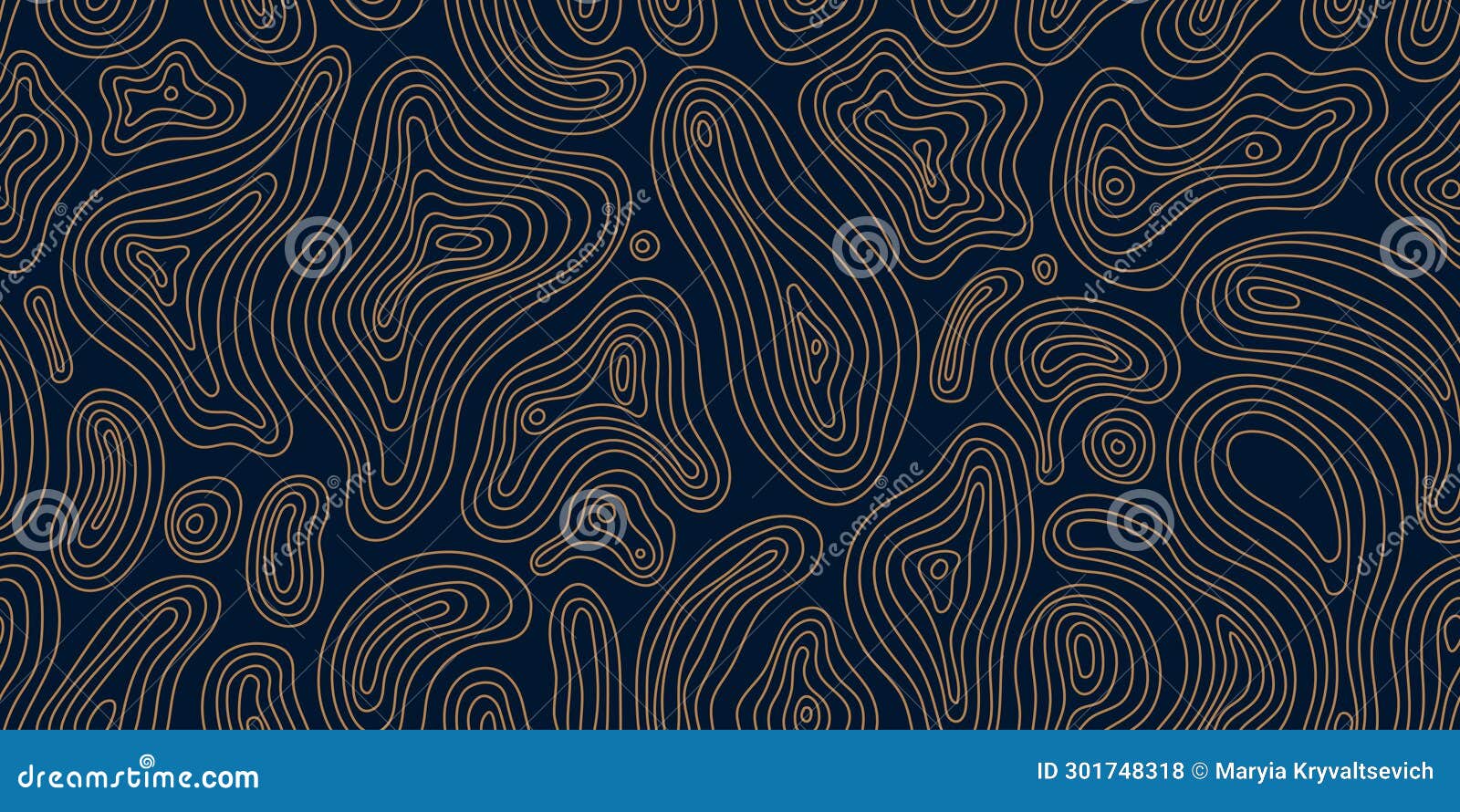 Vector Seamless Line Wave Map Texture, Contour Background, Abstract ...
