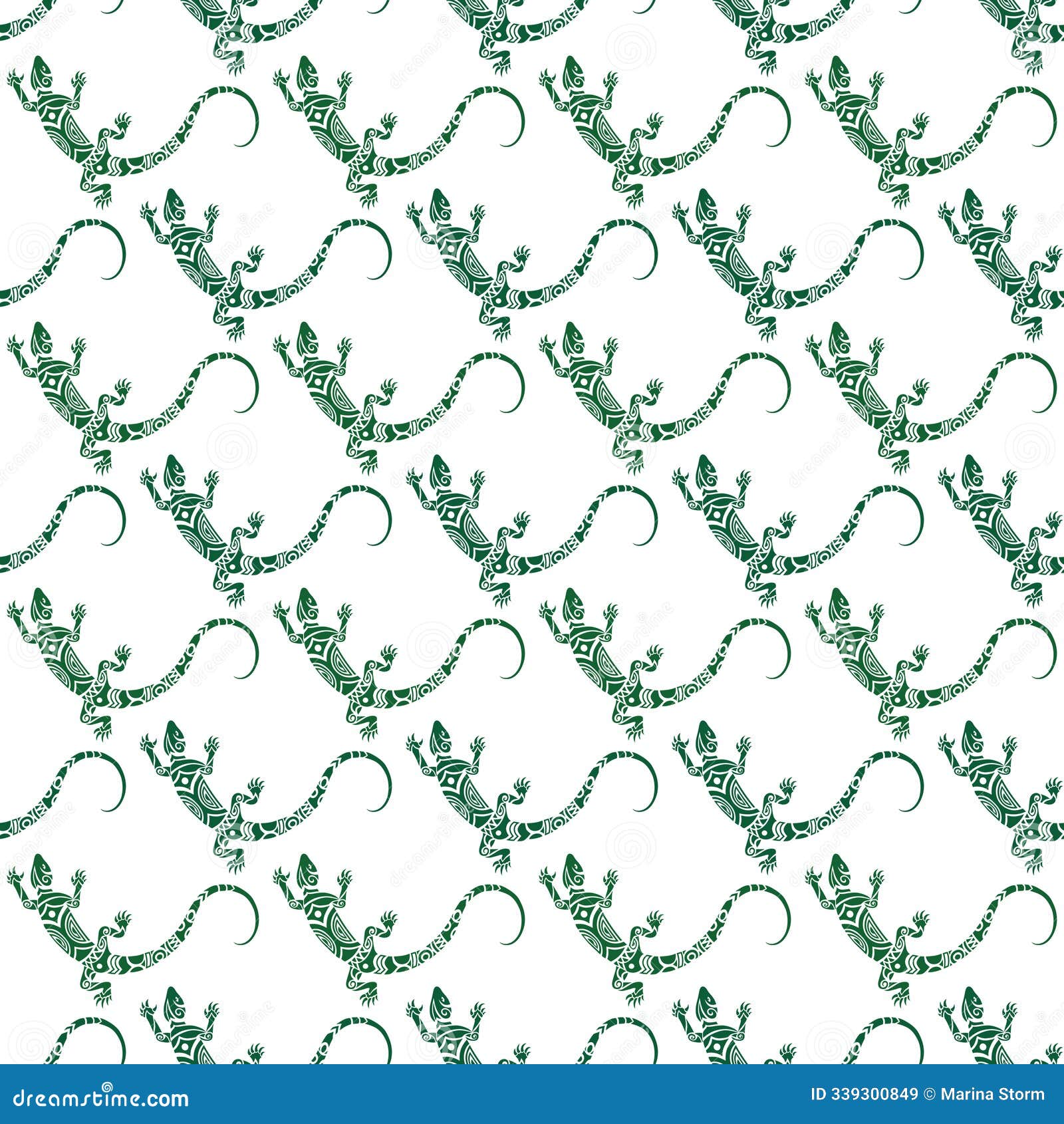 Vector Seamless Lizard Pattern. Green. Maori Style. Stock Illustration ...