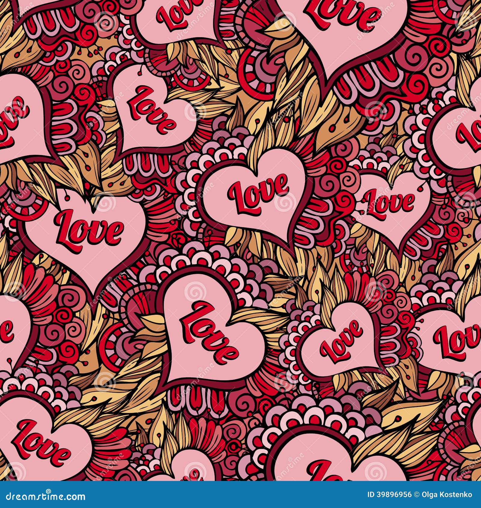 Vector Seamless Love Pattern Stock Vector - Illustration of hearts ...
