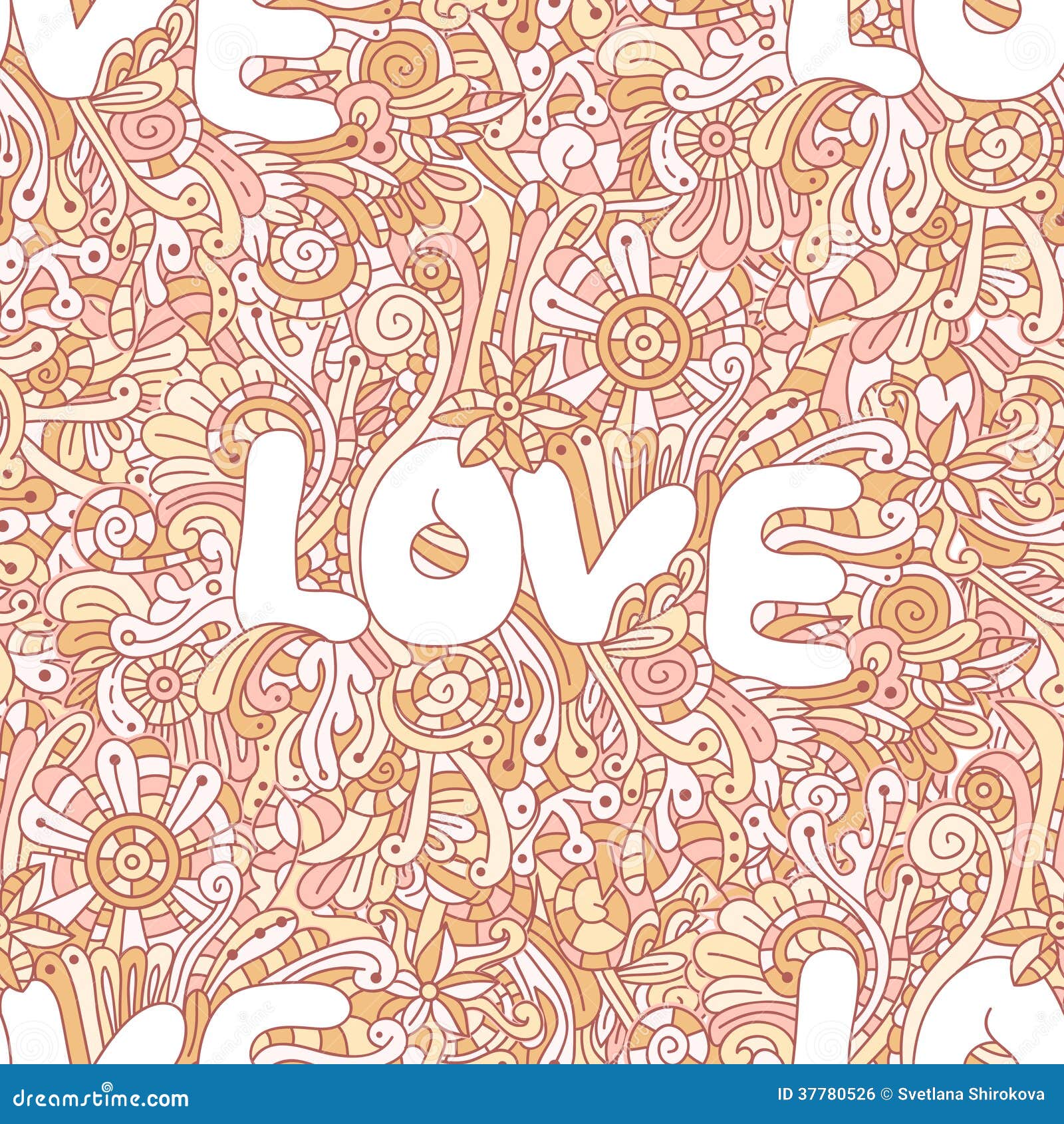 Vector Seamless Love Texture with Abstract Flowers Stock Vector ...