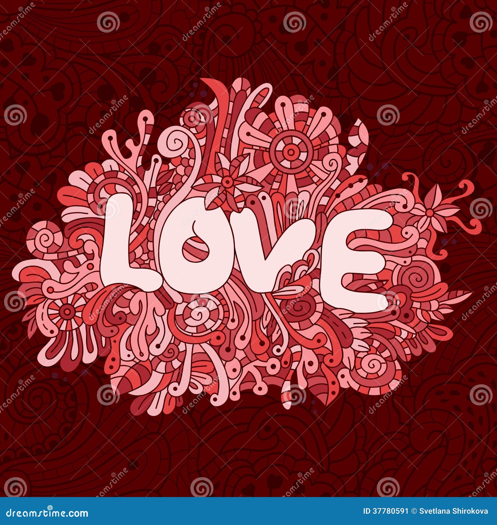 Vector Seamless Love Texture with Abstract Flowers Stock Vector ...