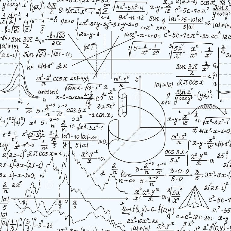 Vector Seamless Math Pattern with Mathematical Figures, Calculations ... Vector Seamless Math Pattern with Mathematical Figures, Calculations ...