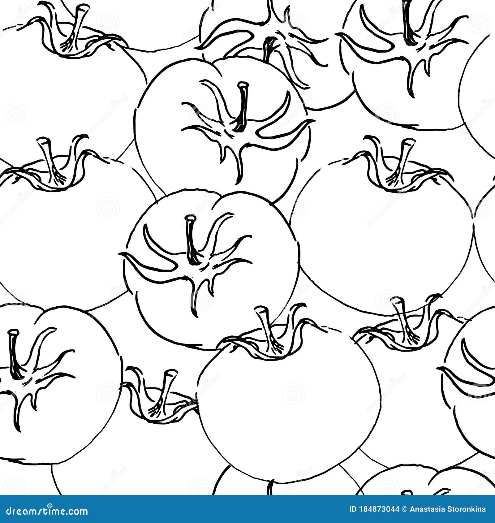 Vector Seamless of a Mess of Tomatoes Doodle Style. Hand Drawn Stock ...