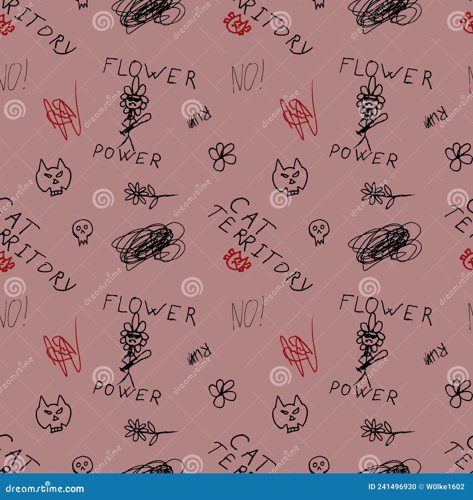 Vector Seamless Modern Pattern with Text, Pen Inscriptions, Doodles ...