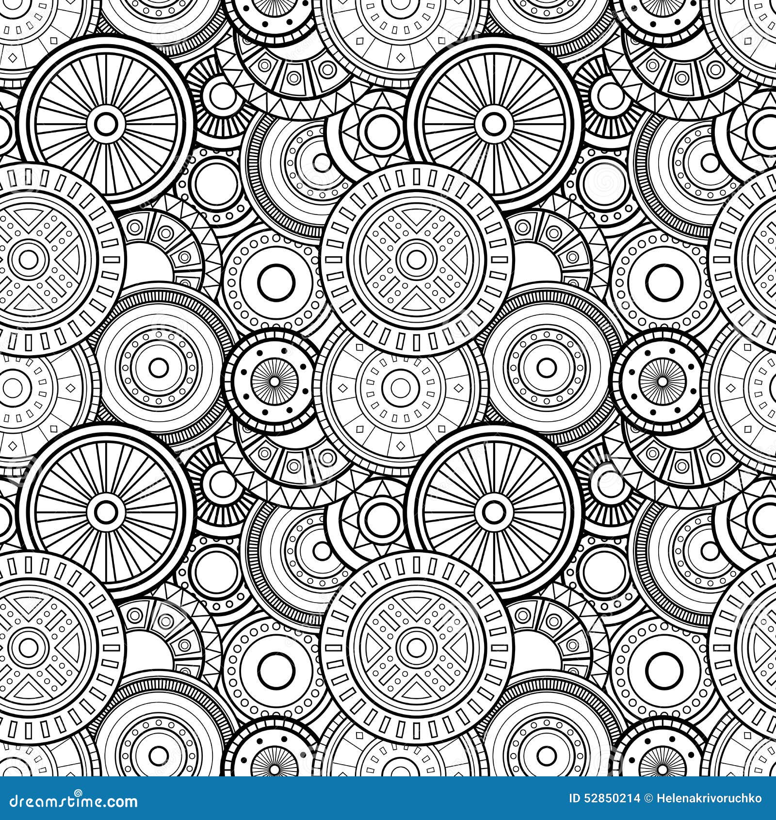 Vector Seamless Monochrome Circles Pattern Stock Vector - Illustration ...