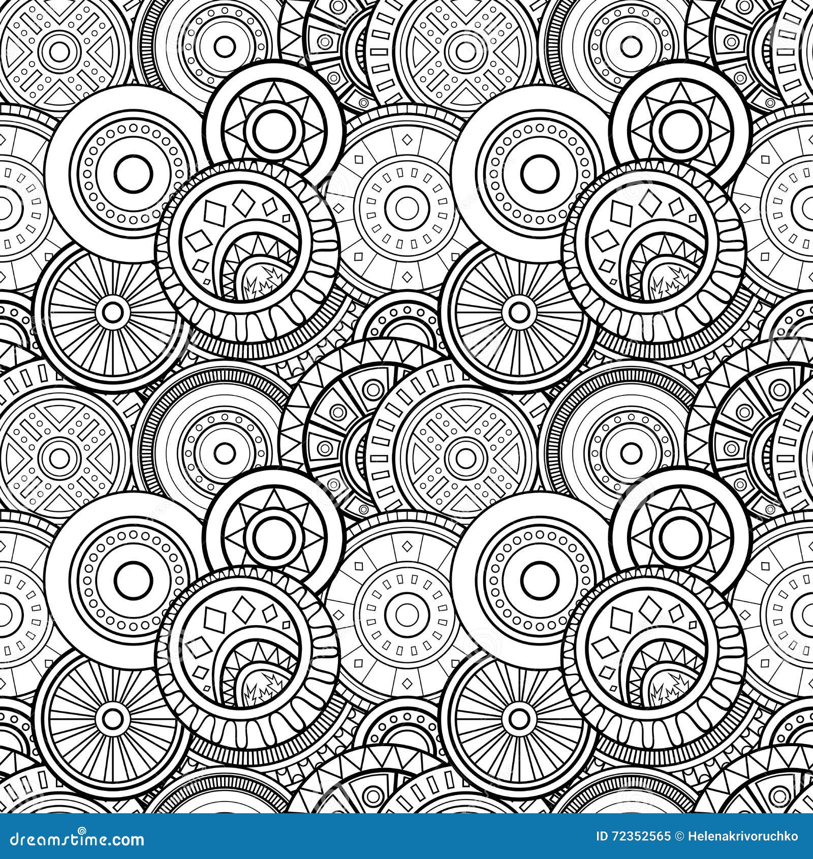 Vector Seamless Monochrome Circles Pattern Stock Vector - Illustration ...