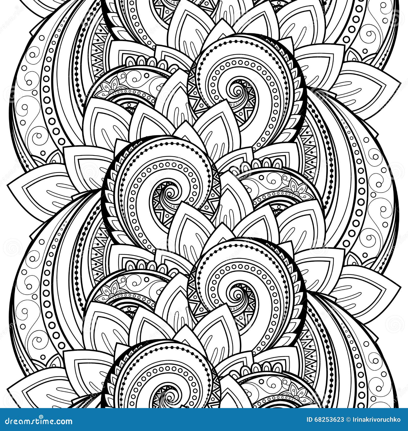 Vector Seamless Monochrome Floral Pattern Stock Vector Illustration