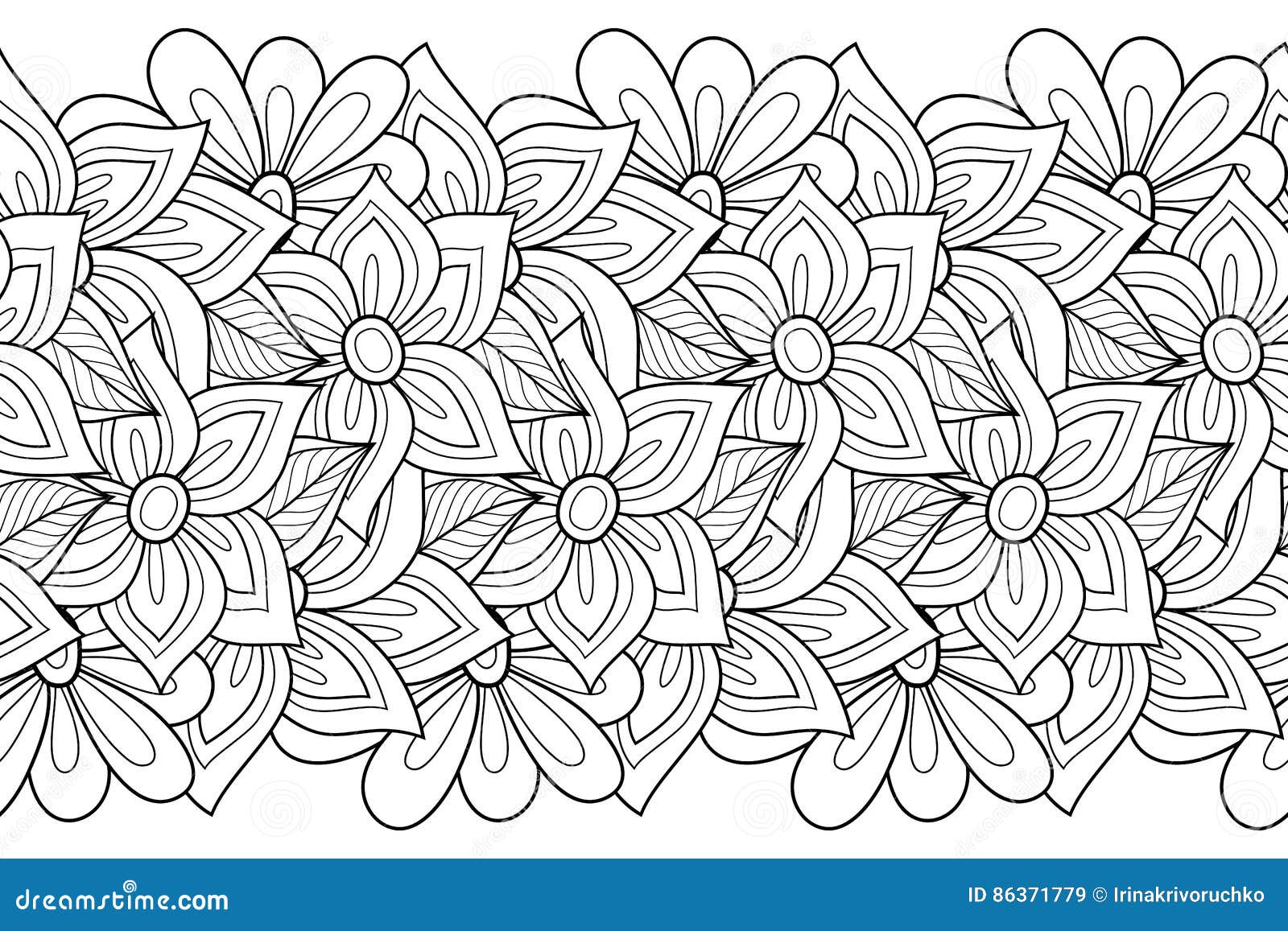 Vector Seamless Monochrome Floral Pattern Stock Vector Illustration