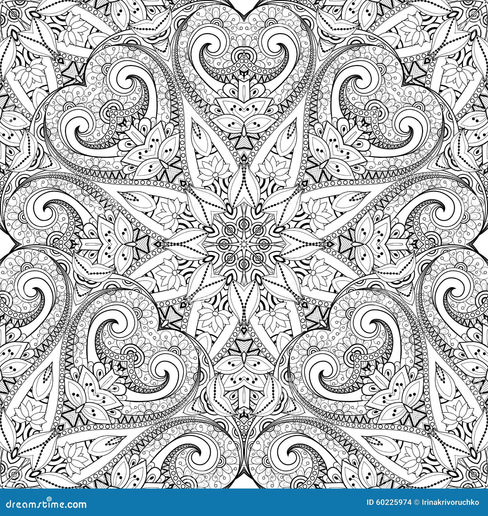 Vector Seamless Monochrome Ornate Pattern Stock Vector - Illustration ...