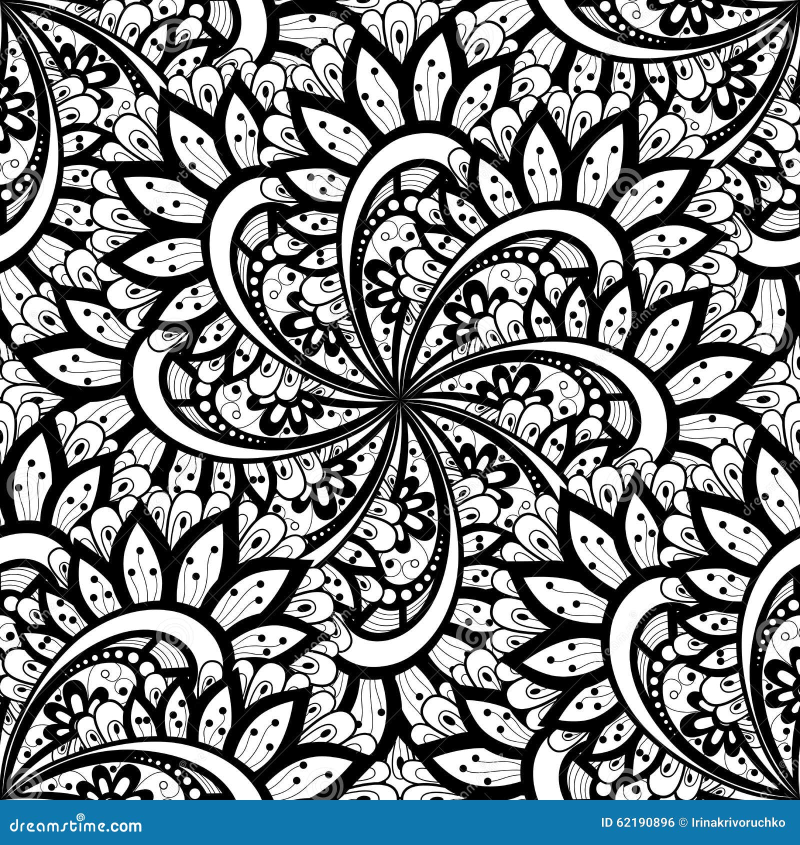 Vector Seamless Monochrome Ornate Pattern Stock Vector - Illustration ...