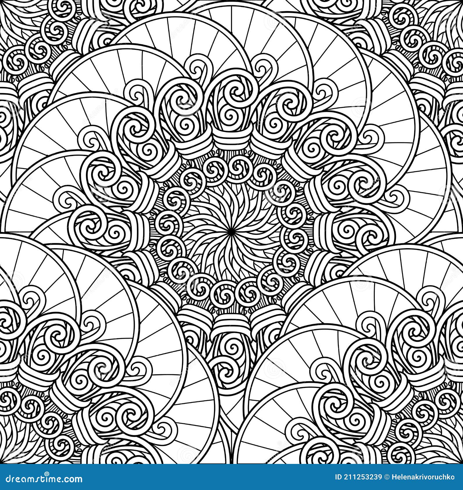 Vector Seamless Monochrome Pattern. Printable Coloring Pages. Stock ...