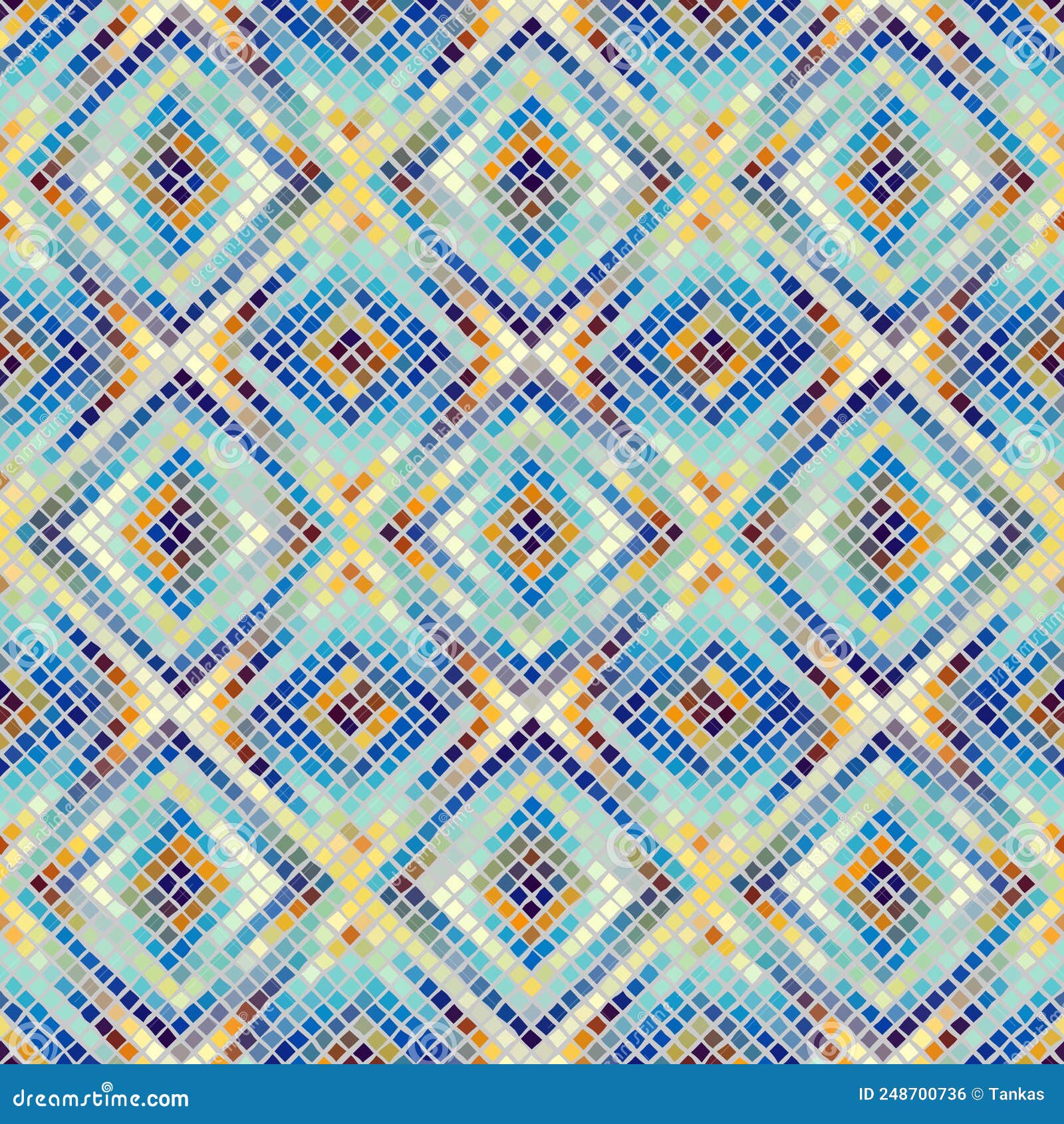 Vector Seamless Mosaic Art Pattern. Art Background. Stock Illustration ...