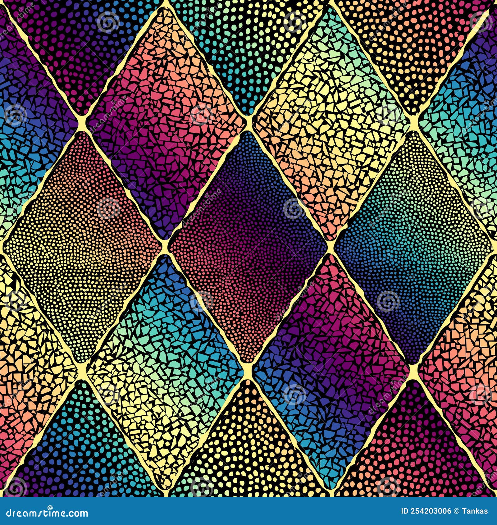 Vector Seamless Mosaic Art Pattern. Art Background. Stock Illustration ...