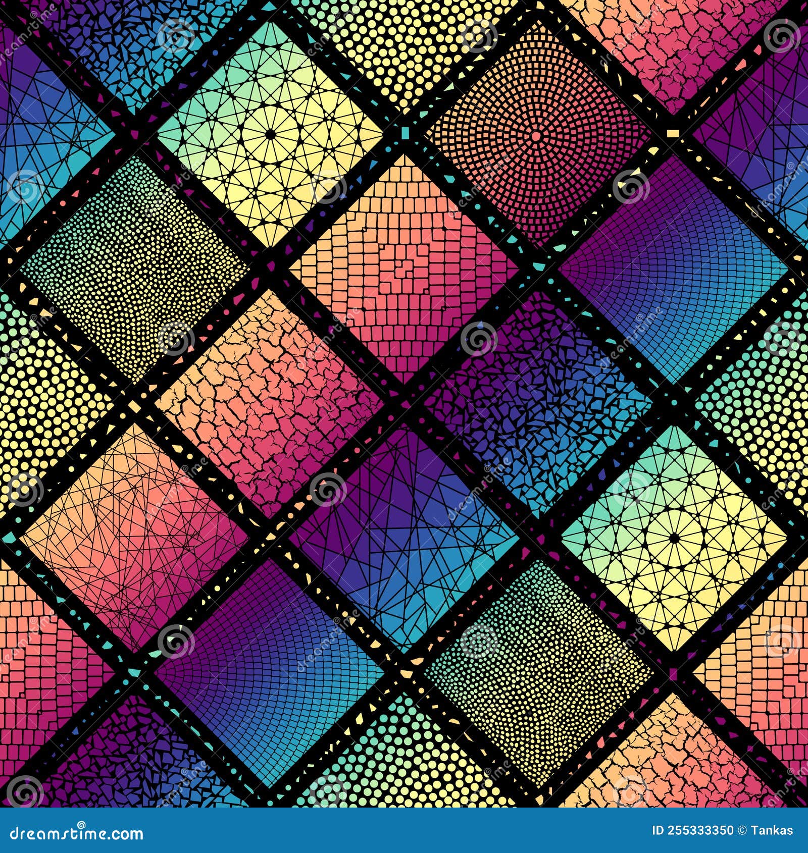 Vector Seamless Mosaic Art Pattern. Art Background. Stock Vector ...