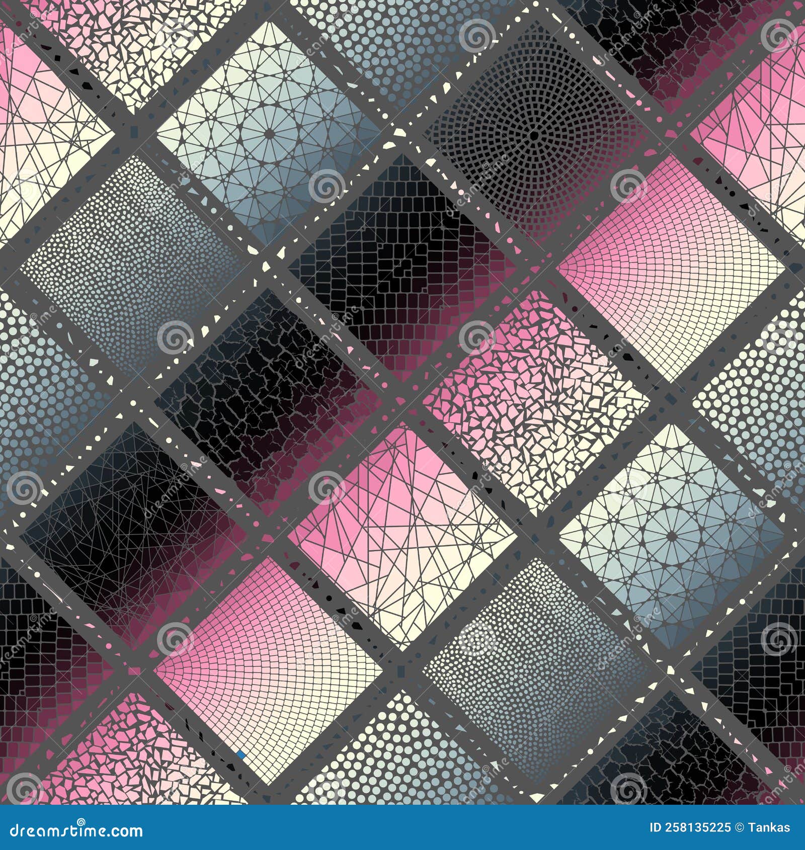 Vector Seamless Mosaic Art Pattern. Art Background. Stock Illustration - Illustration of grunge ...