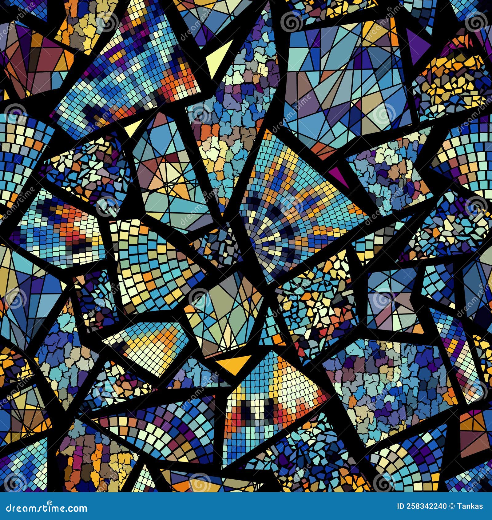 Vector Seamless Mosaic Art Pattern. Art Background. Stock Vector ...