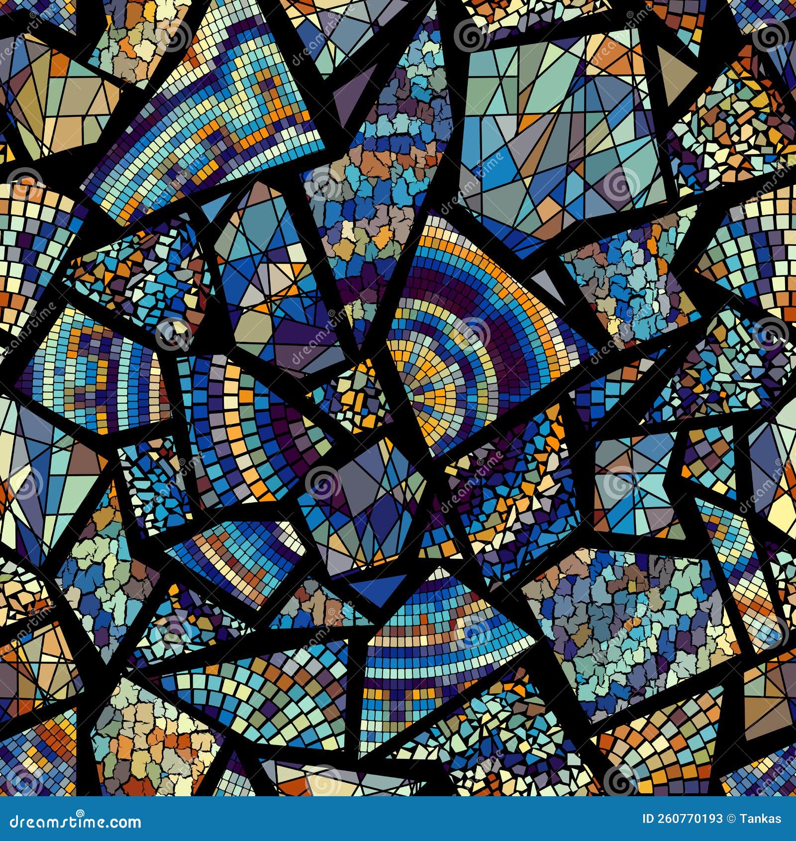 Vector Seamless Mosaic Art Pattern. Art Background. Stock Vector ...