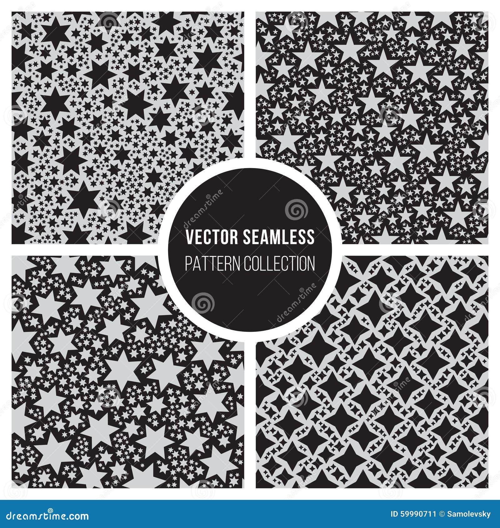 Vector Seamless Mosaic Star Pattern Collection Stock Vector ...