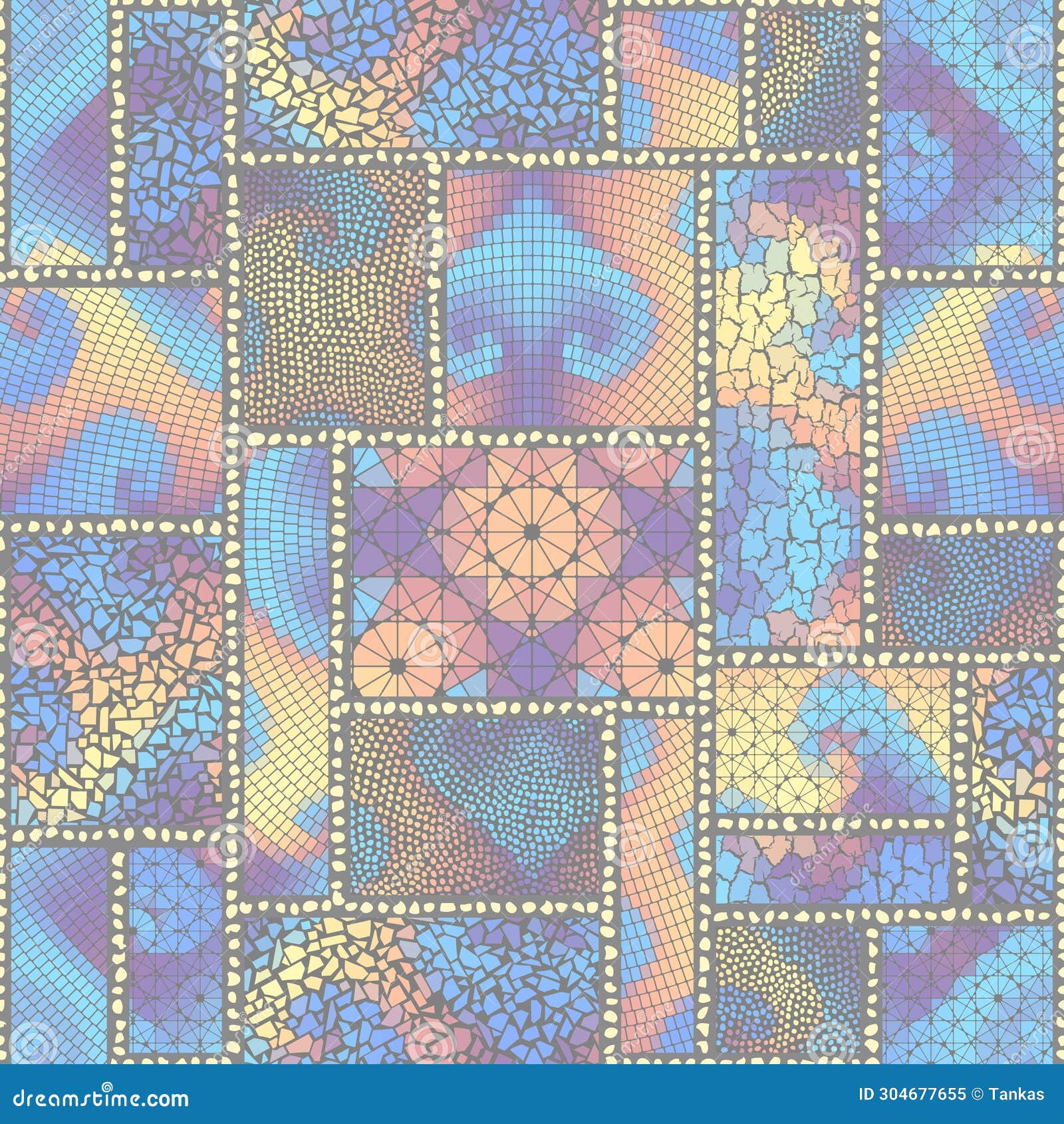 Vector Seamless Mosaic Tile Pattern. Art Background. Vector Pattern ...