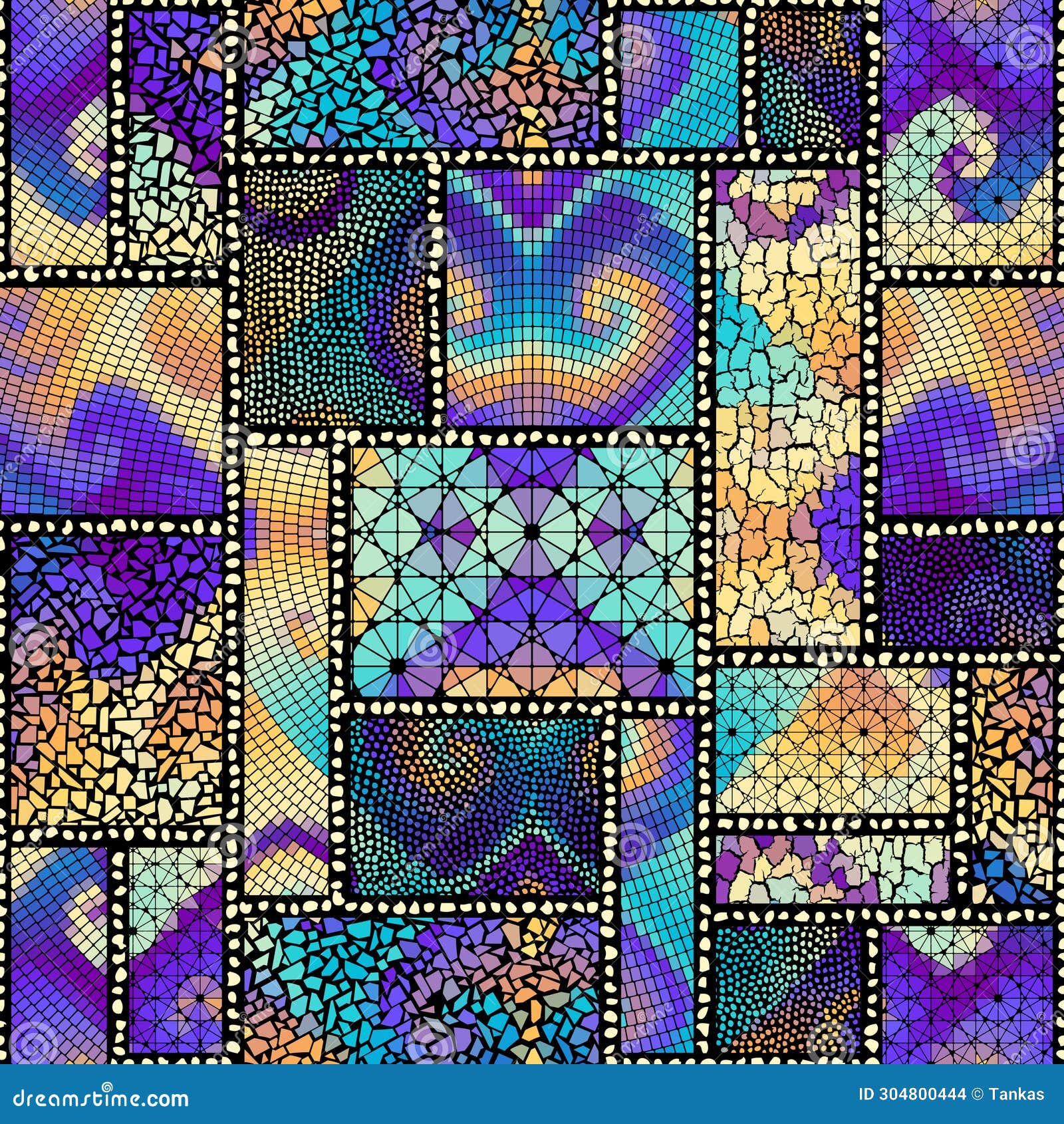 Vector Seamless Mosaic Tile Pattern. Art Background. Vector Pattern ...