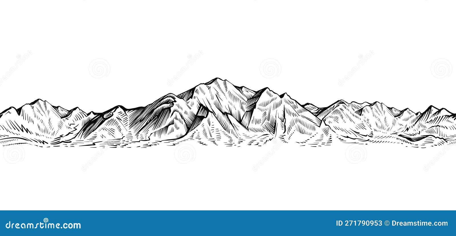 Vector Seamless Mountain Range Sketch, Vector Panorama. Stock Vector ...