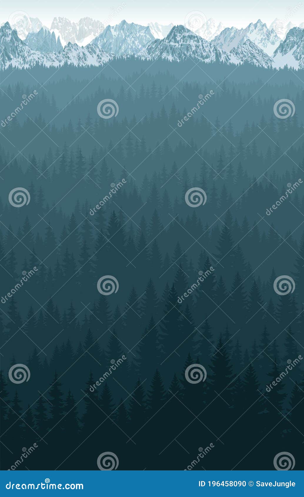 Vector Seamless Mountains Himalayan Panorama Background with Woodland ...