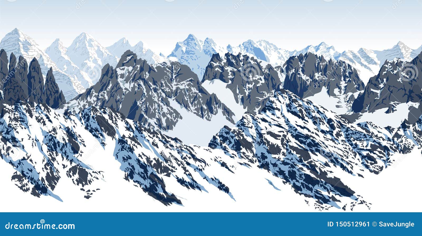 Vector Seamless Mountains Karakoram Himalayan Panorama Stock Vector ...