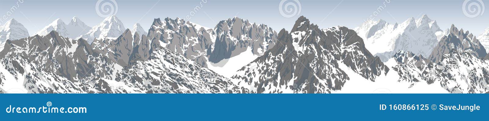 Vector Seamless Mountains Karakoram Himalayan Panorama Background Stock ...