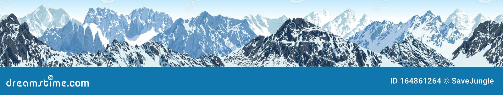 Vector Seamless Mountains Tibet Himalayan Panorama Stock Vector ...