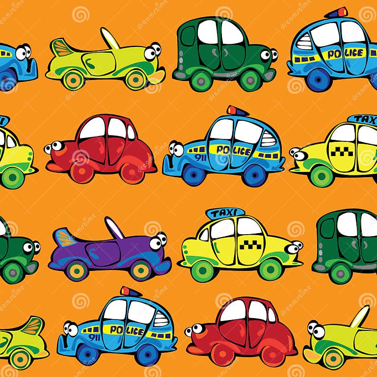 Vector Seamless Multicolor Cars Stock Vector - Illustration of cheerful ...