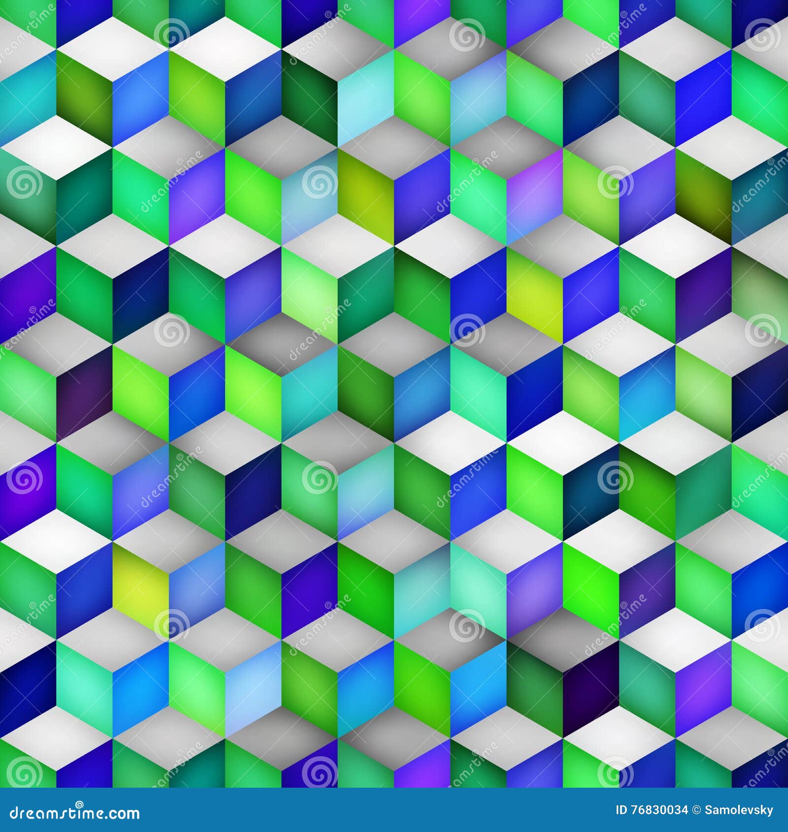 Vector Seamless Multicolor Gradient Cube Shape Rhombus Grid Geometric ...