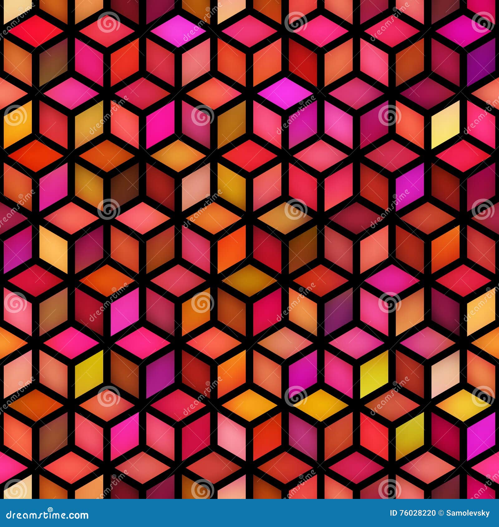 Vector Seamless Multicolor Gradient Cube Shape Rhombus Grid Geometric ...