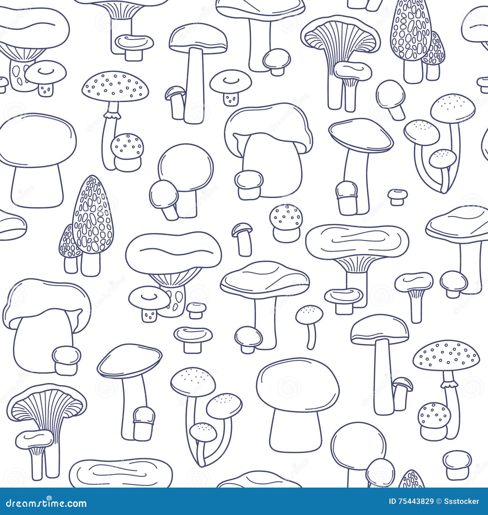 Vector Seamless Mushrooms Pattern Stock Vector - Illustration of nature ...